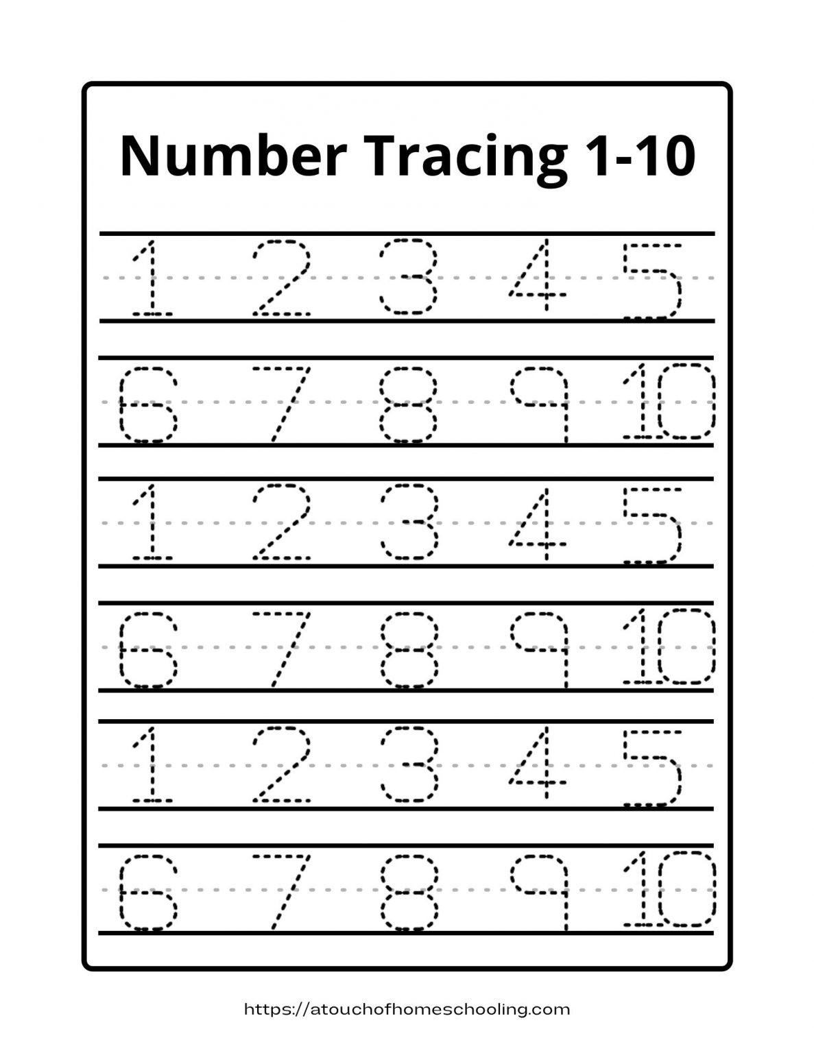 Number Tracing 1-20 PDF - Free Printable Worksheets