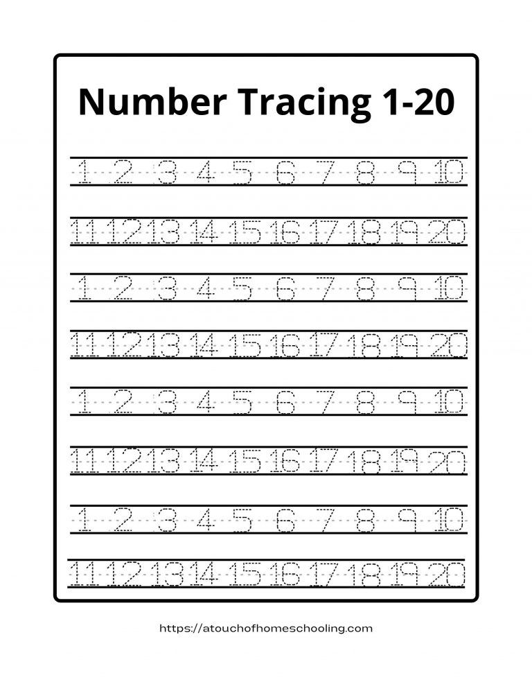 Number Tracing 1 20 Pdf Free Printable Worksheets