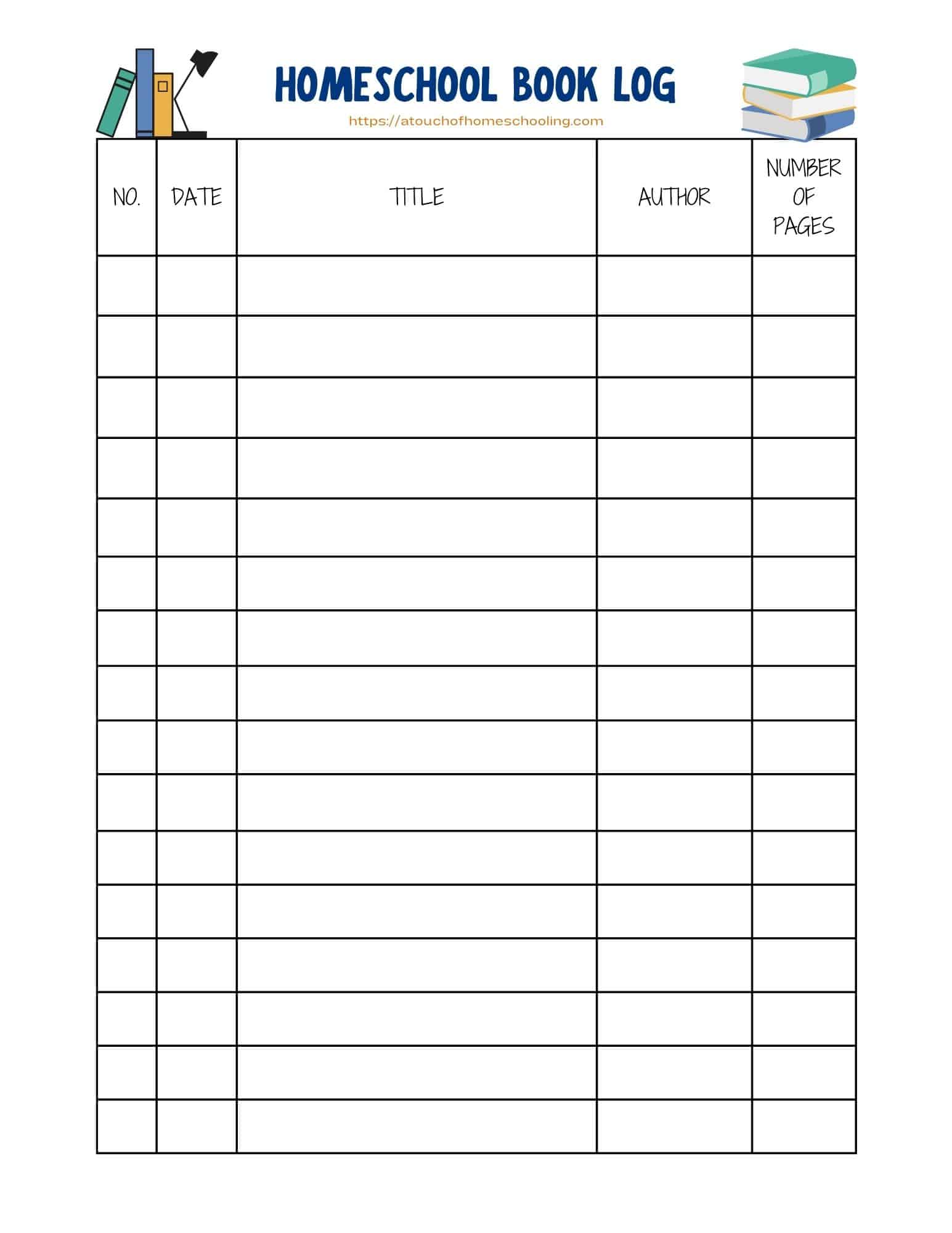 FREE Printable Homeschool Book Log - Reading Log for Kids