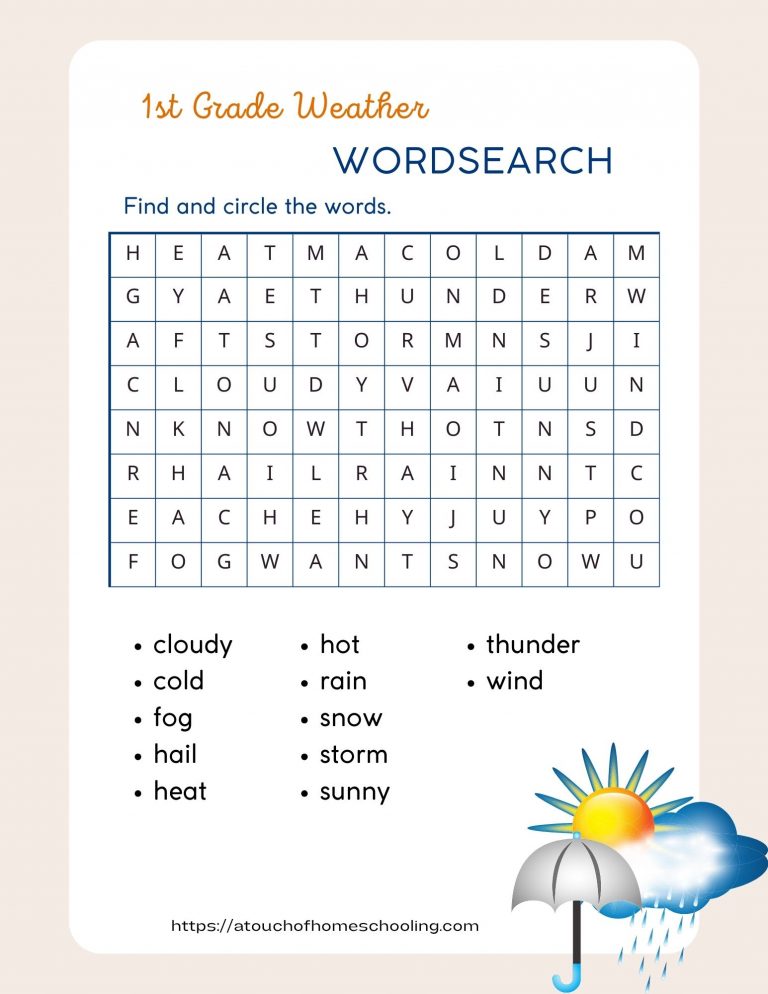1st Grade Word Search for Kids - FREE Printables - A Touch of Homeschooling